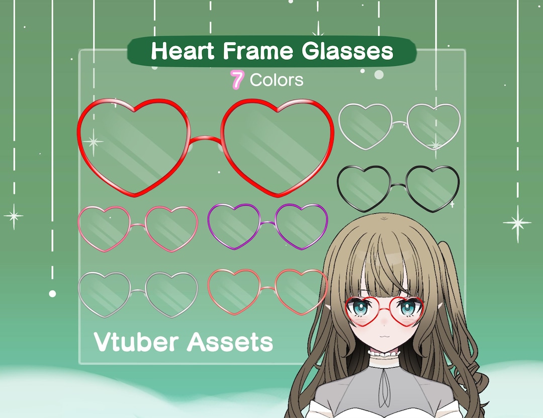 Vtuber Heart Glasses Asset | Valentines Day Vtuber Assets | Heart ...