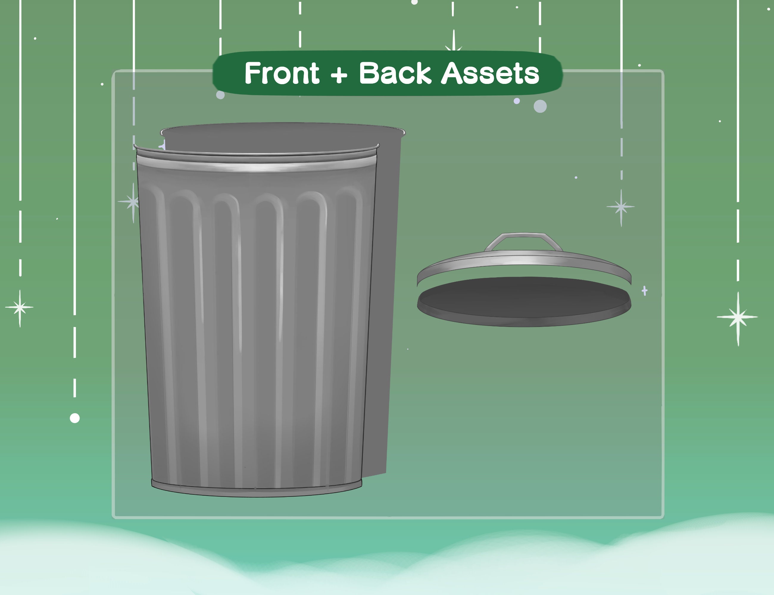 Vtuber Trash Can Asset Garbage Can Asset Trash Bin Apple Core and ...