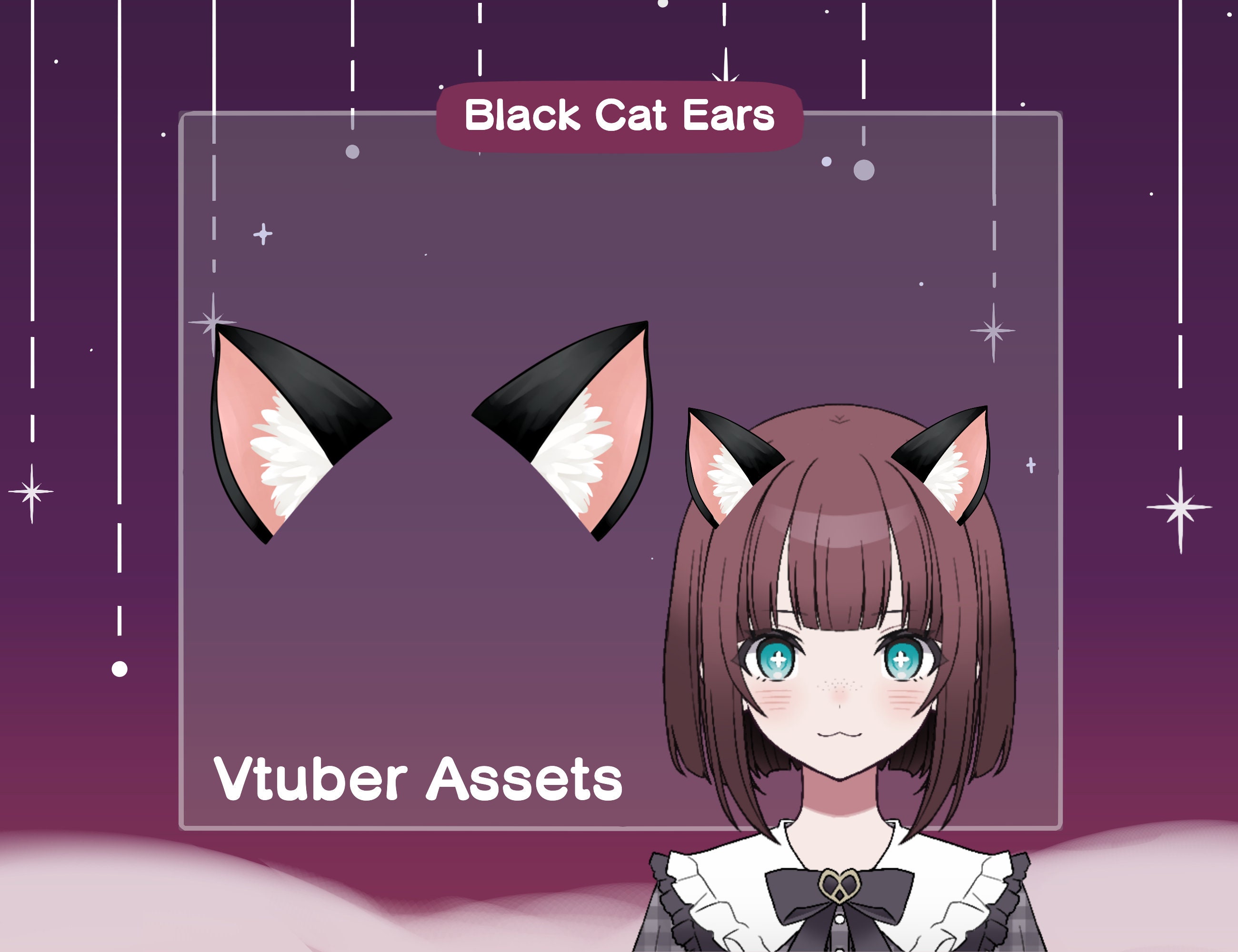 Vtuber Black Cat Ears Assets Animal Ears - Etsy