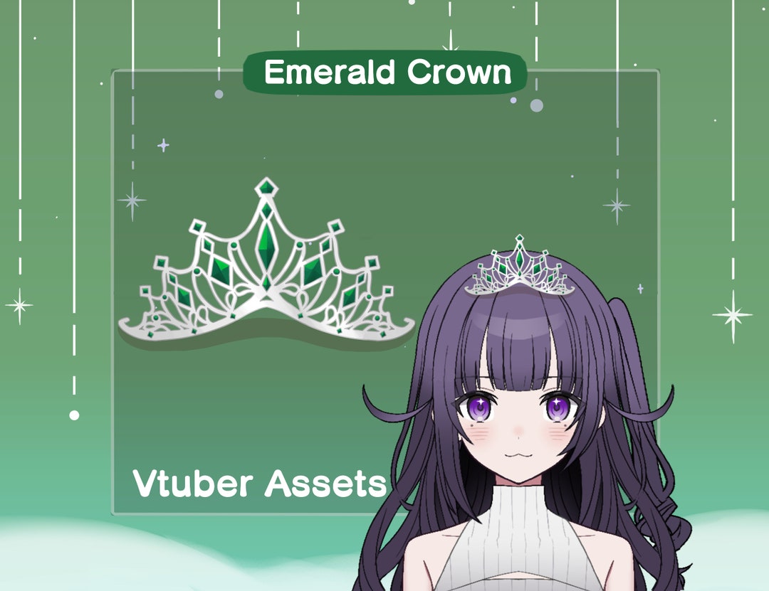 Vtuber Green Emerald Crown Tiara Asset Princess Green Crown - Etsy