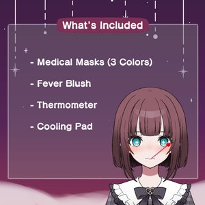 Vtuber Sick Face Mask Thermometer Pack Assets | Fever Cooling Pad ...