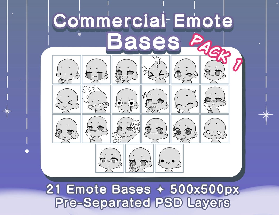 Commercial Use Emote Base Pack 1 | Twitch Emote Chibi Bases | Vtuber ...