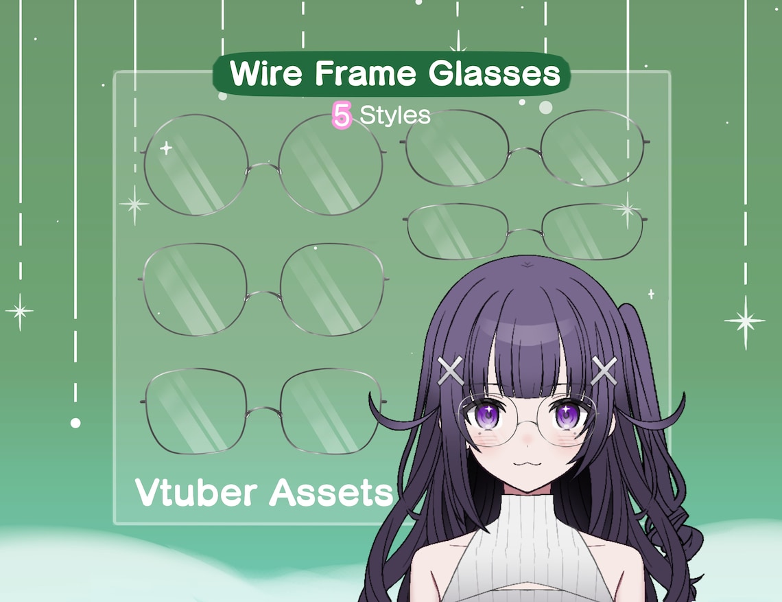 Vtuber Glasses Assets Thin Rectangle Glasses Circle - Etsy