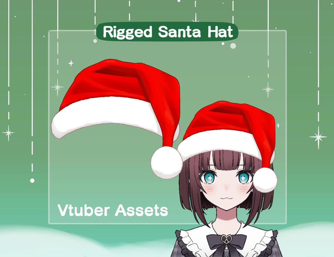Vtuber Santa Hat Asset | Rigged Christmas Hat - Etsy