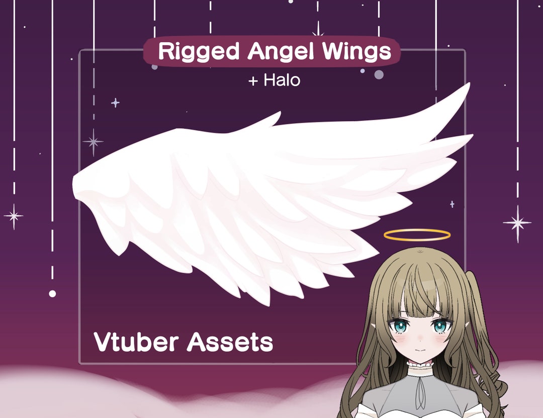 Vtuber Angel Wings Asset | Rigged Wings Asset | Animated Angel Halo ...