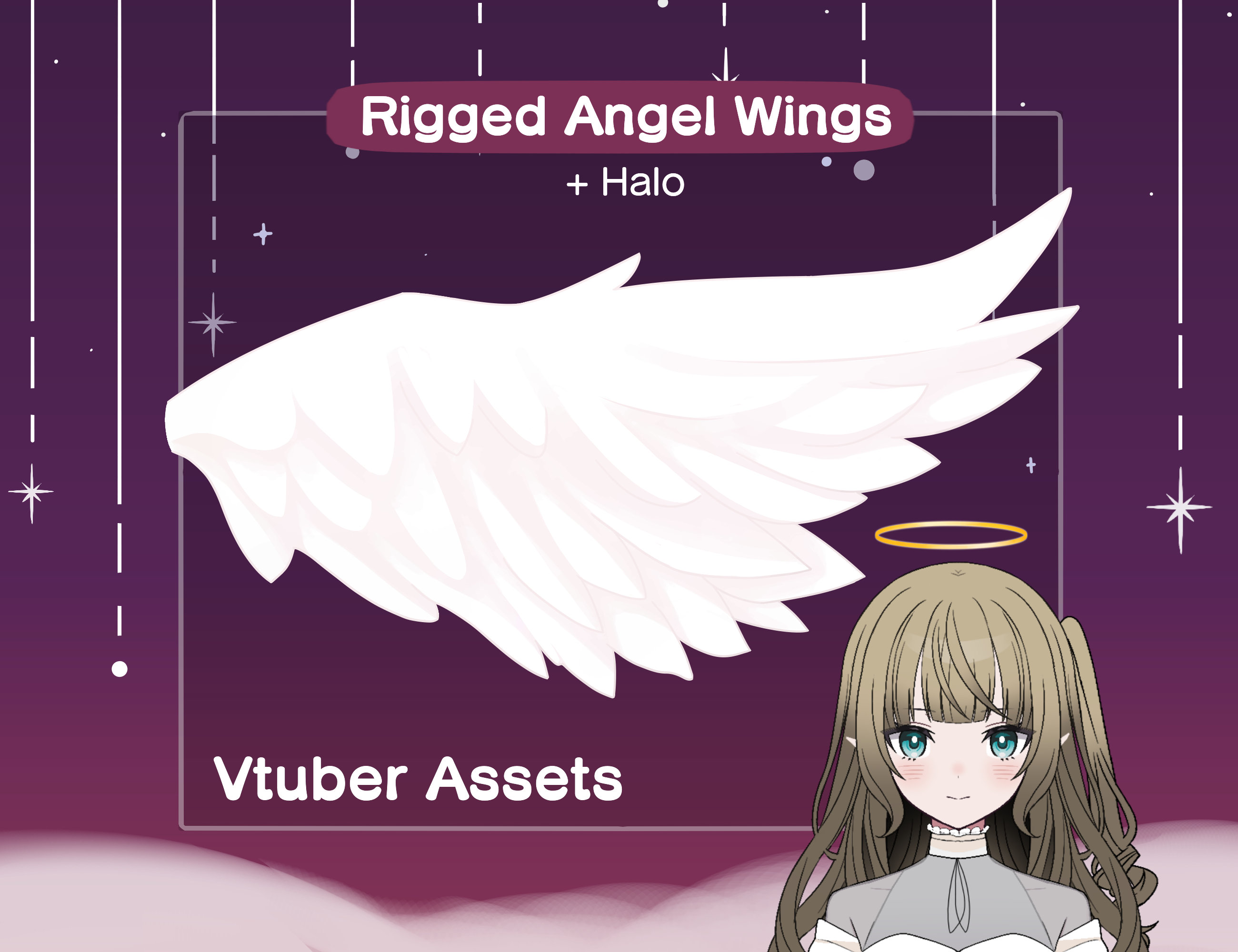 Vtuber Angel Wings Asset Rigged Wings Asset Animated Angel Halo White ...