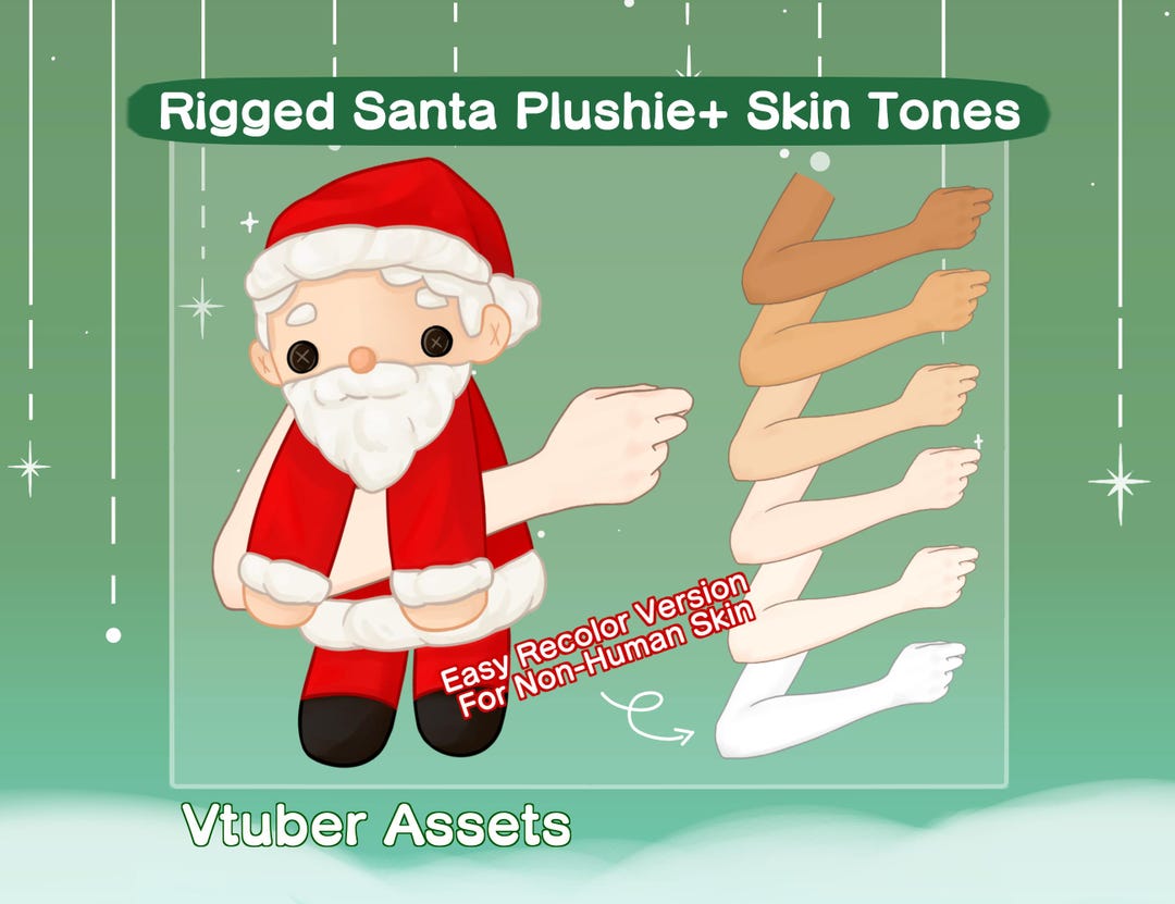 Vtuber Rigged Santa Plushie Asset | Christmas Plushie | Santa Stuffed ...