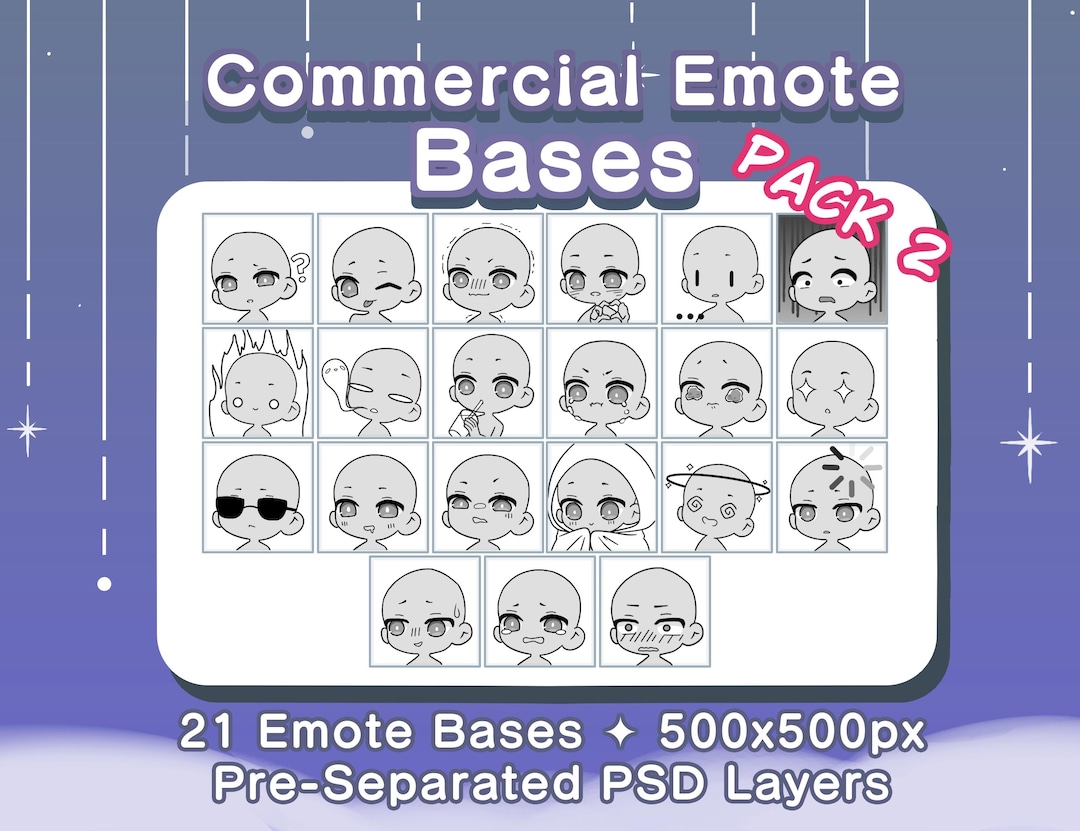 Commercial Use Emote Base Pack 2 | Twitch Emote Chibi Bases | Vtuber ...