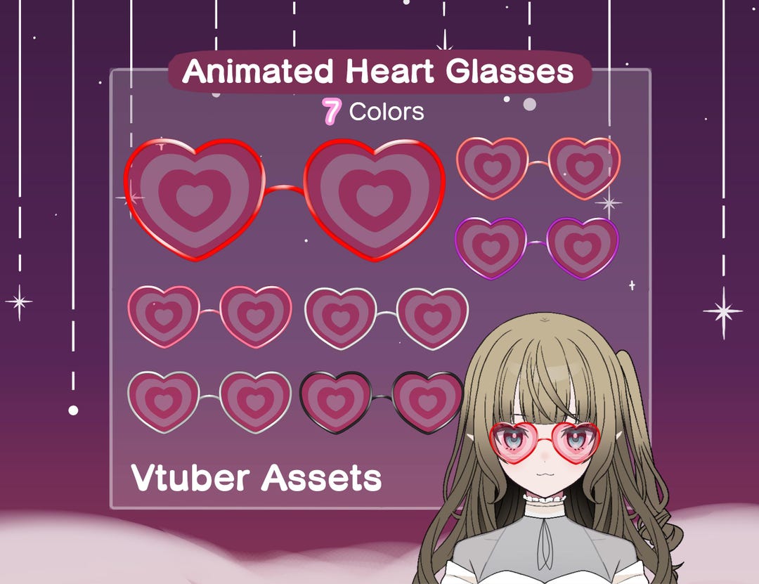 Vtuber Animated Heart Glasses Asset | Valentines Day Vtuber Assets ...