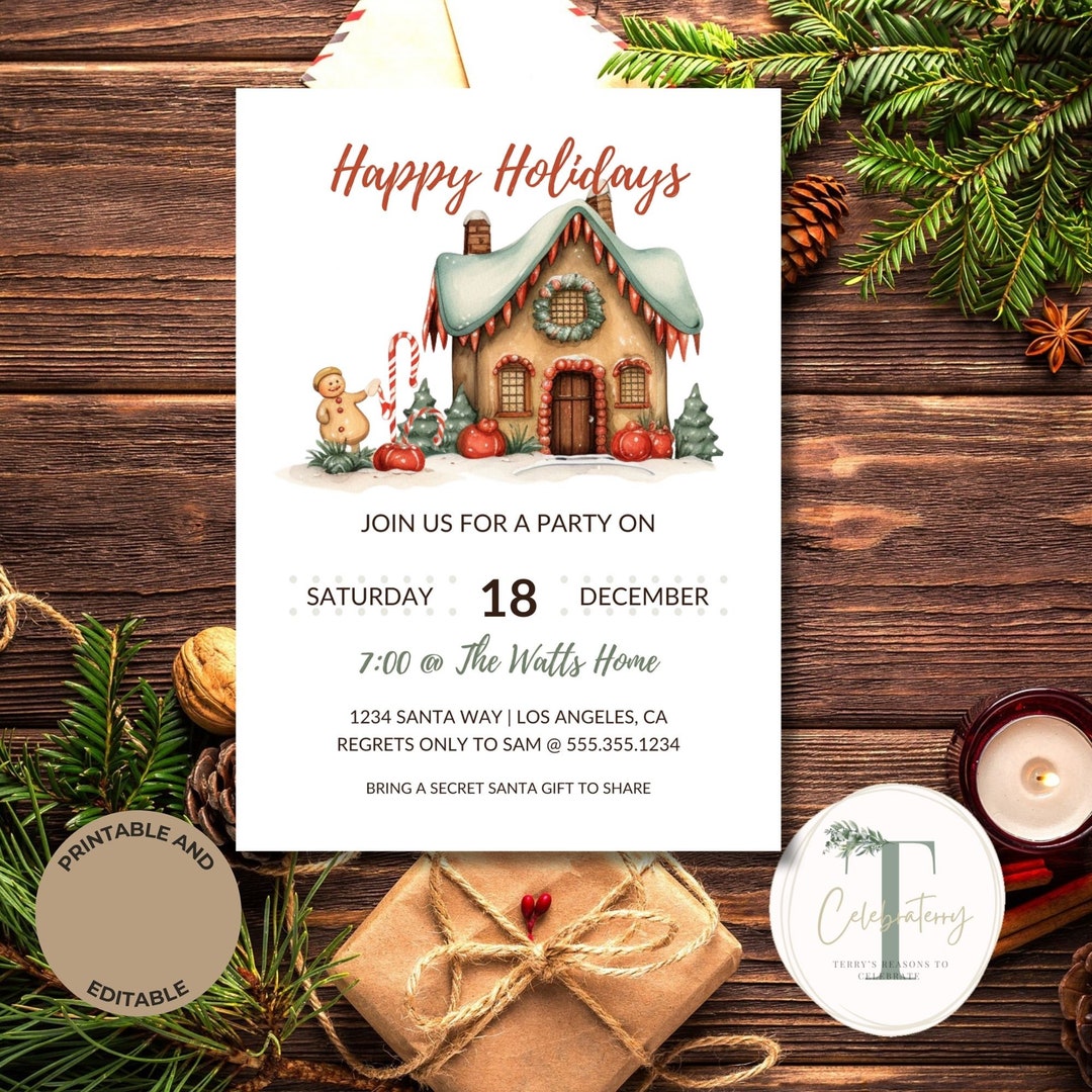 Christmas Party Invitation, Personalized Christmas Invitation, Editable ...