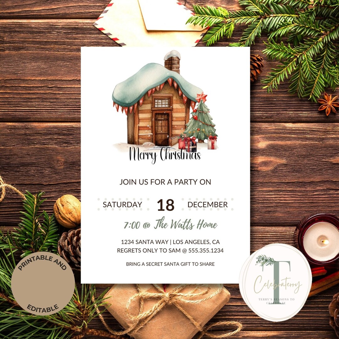 Christmas Party Invitation, Personalized Editable Invitation, Digital ...