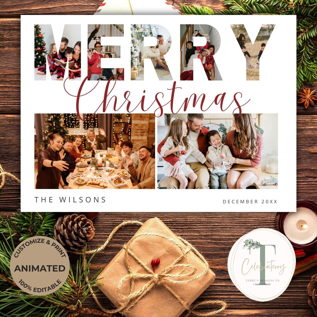 Animated Christmas Card, Personalized Christmas Card, Editable Digital ...