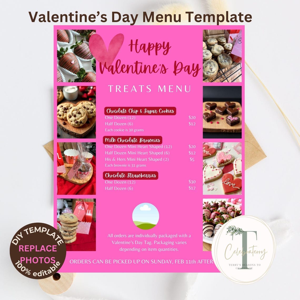 Valentine's Day Menu | February Treats Flyer Template | Editable ...
