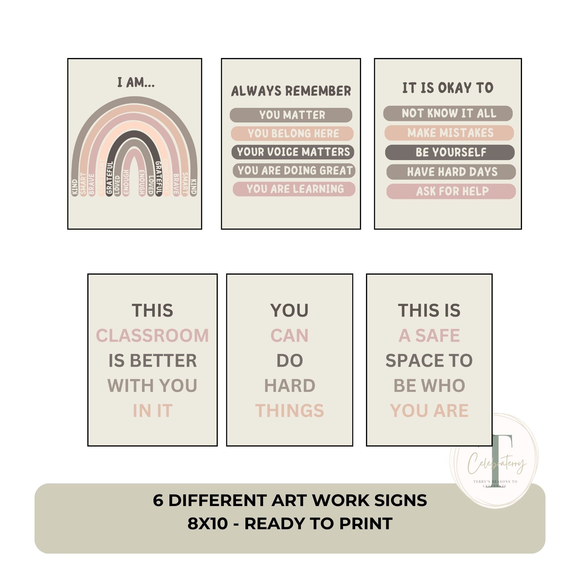 Boho Classroom Editable Template Bundle, Name Cards, Affirmation Cards ...