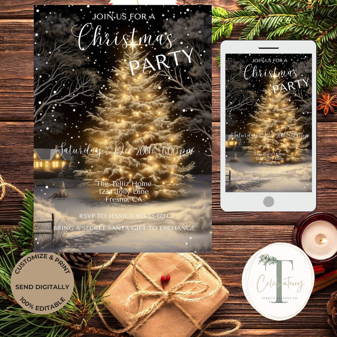 Editable Christmas Party Animated Template, Personalized Christmas ...