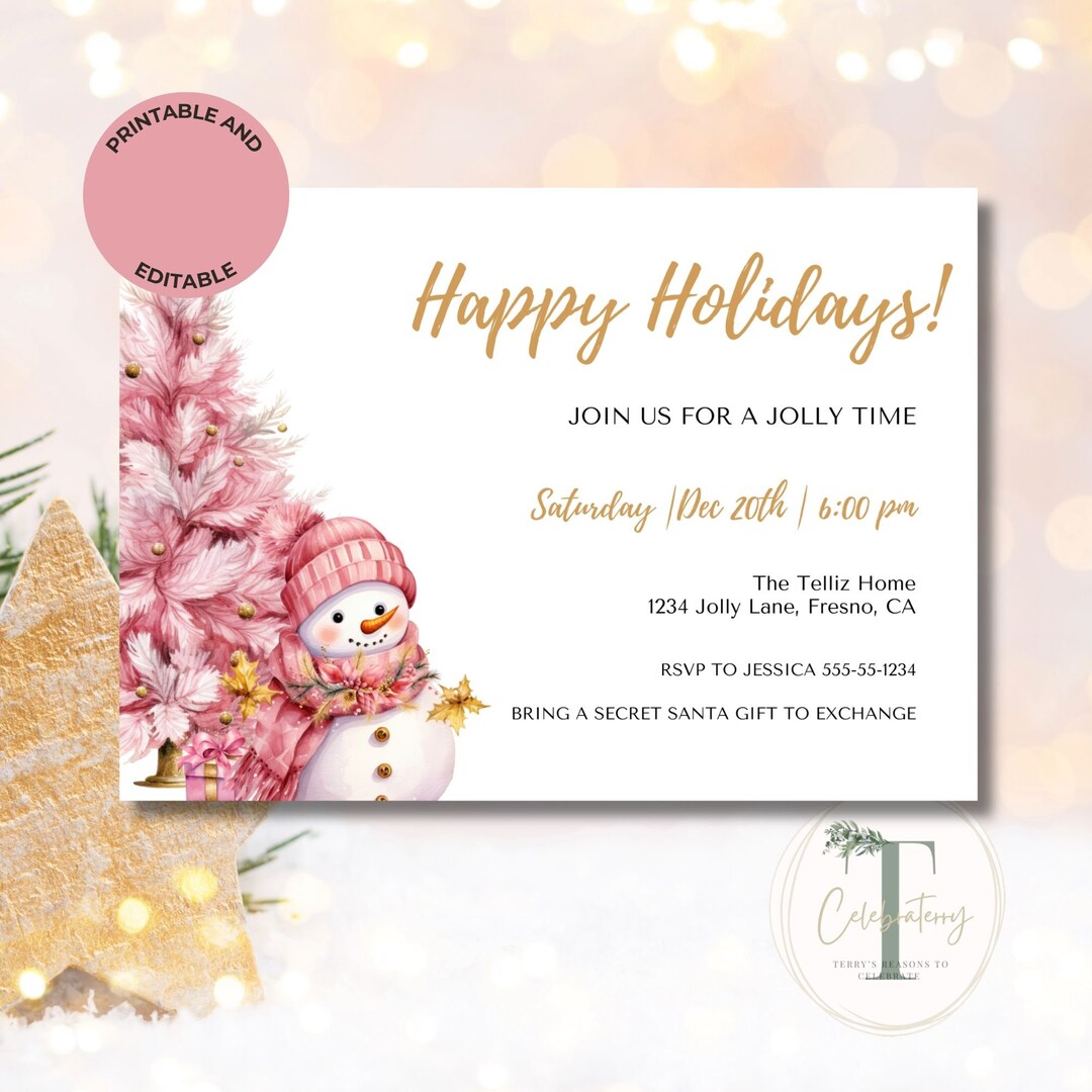 Christmas Party Invitation Personalized Editable Christmas - Etsy