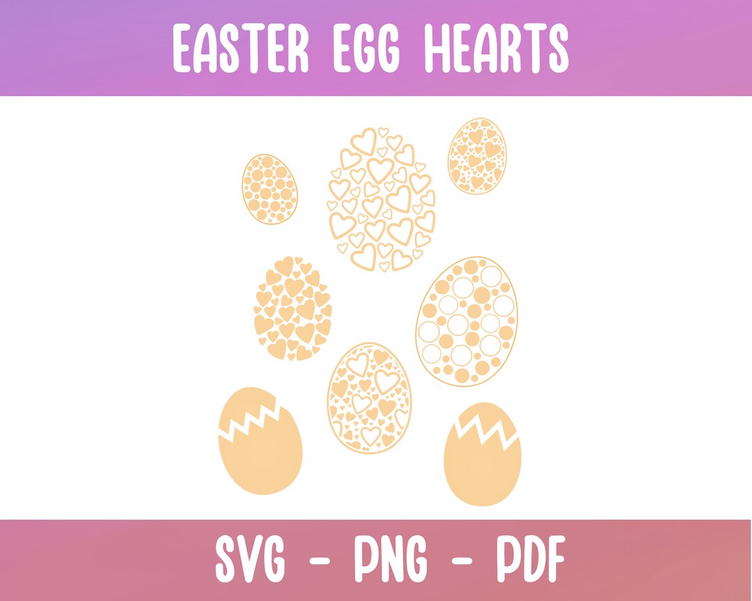 Easter Egg Hearts SVG & PNG for Silhouette or Cricut Plotter, Happy ...