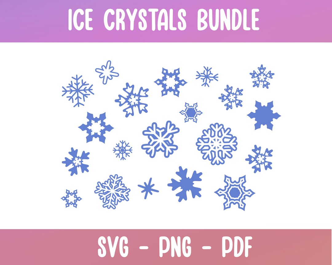 Ice Crystal Frozen Snow Flakes SVG & PNG Design for Silhouette or ...