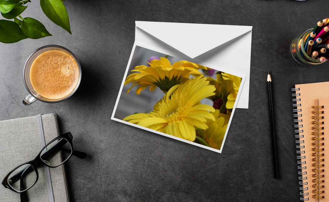 Gerber Daisy Photo Greeting Card, Cheerful Celebration, Handmade - Etsy