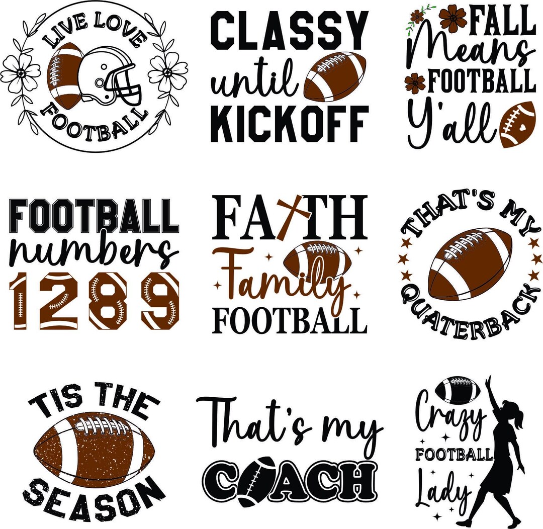 Football Design SVG / PNG / PDF Bundle, Football Season Designs - Etsy