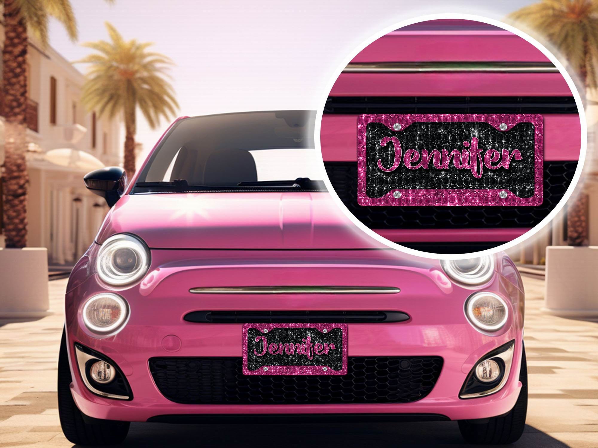 12 Glowing Disco Sequin Glitter License Plates Frames, Personalized ...