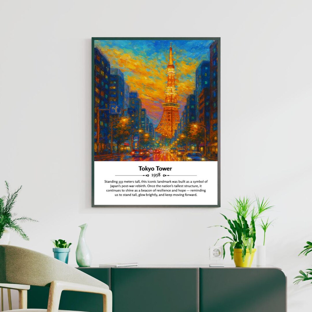Tokyo Tower Art Print: Abstract Japan Cityscape, Modern Decor (digital ...