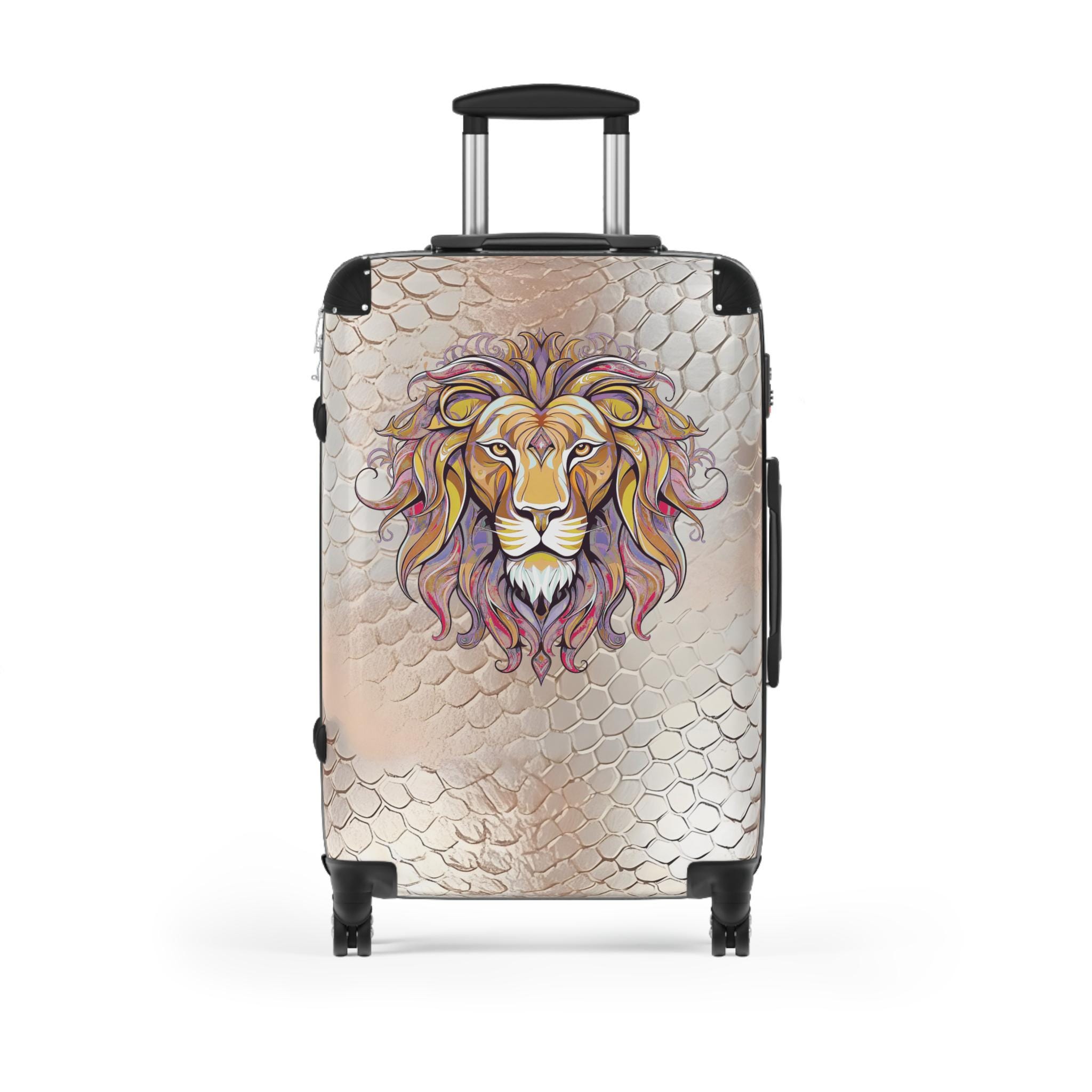 Stylish Lion Print Hard Case Luggage, Unique Shimmering Snakeskin ...