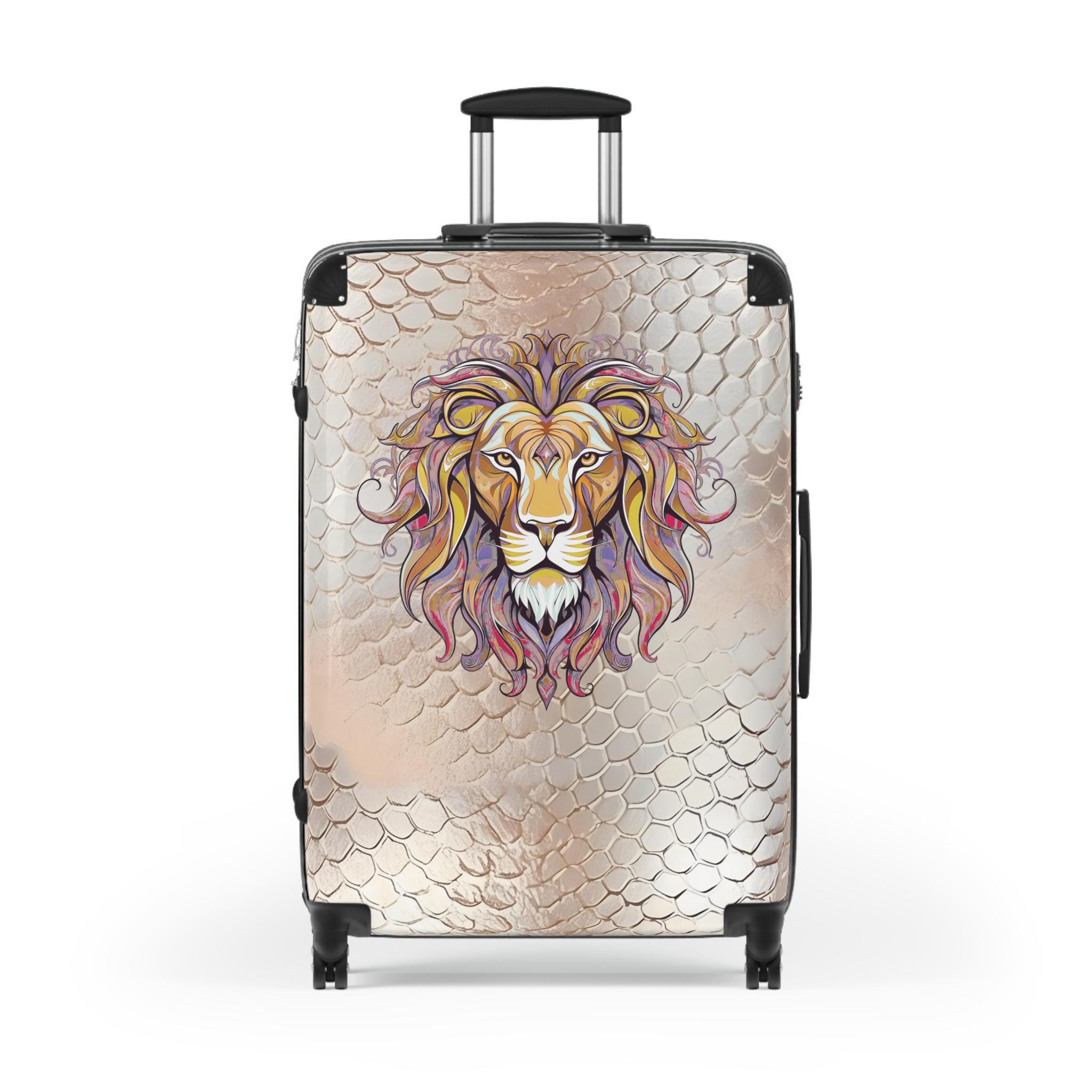 Stylish Lion Print Hard Case Luggage, Unique Shimmering Snakeskin ...