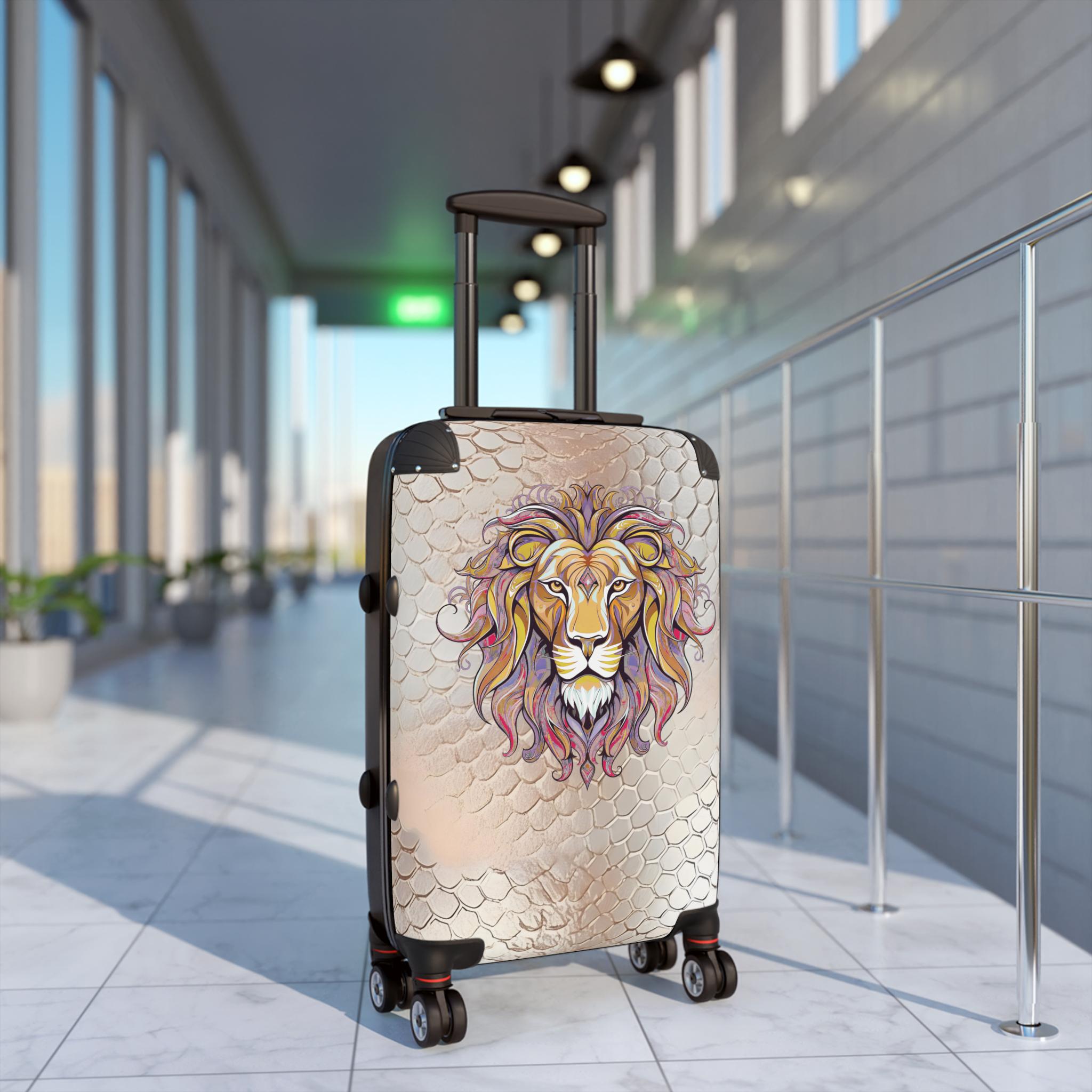 Stylish Lion Print Hard Case Luggage, Unique Shimmering Snakeskin ...