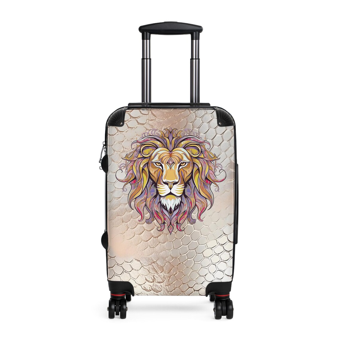 Stylish Lion Print Hard Case Luggage, Unique Shimmering Snakeskin ...
