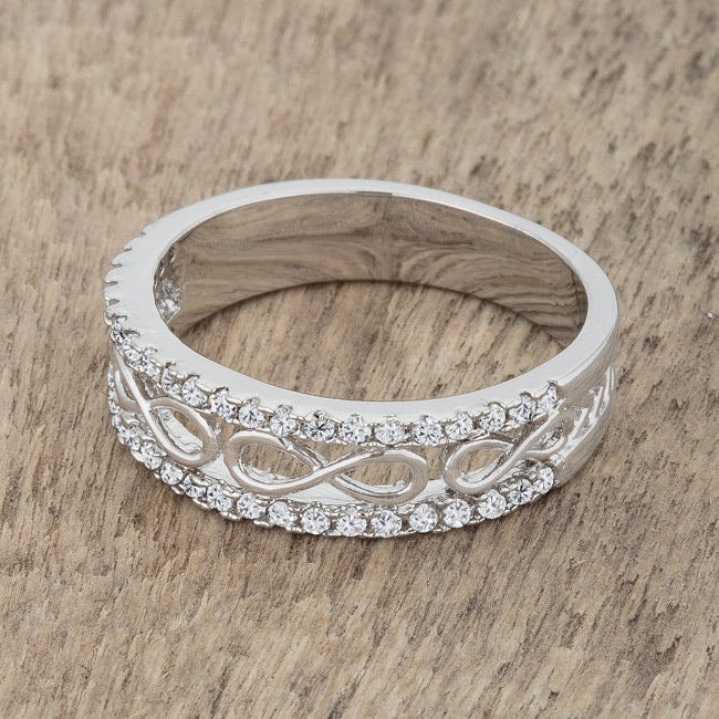 Rema 0.4ct CZ Rhodium Contemporary Infinity Band Ring - Etsy