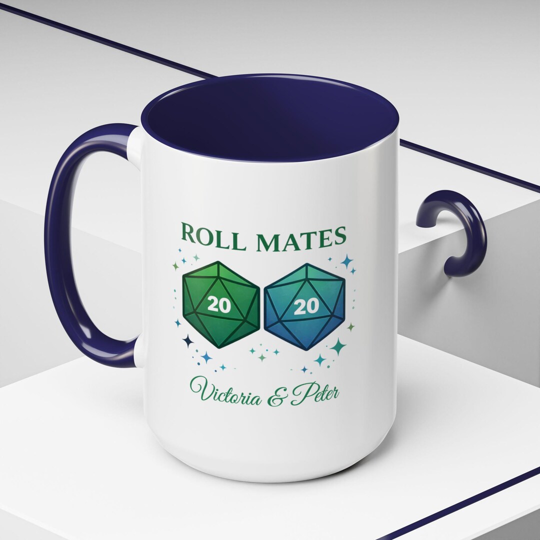 Personalized Gamer Couple Mug Custom Name D20 Dice Coffee Mug Tabletop ...
