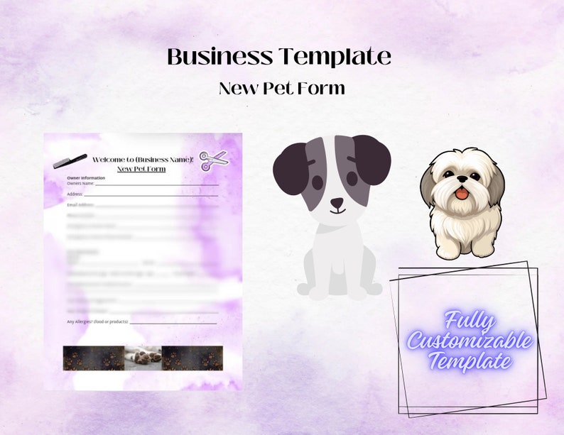 Dog Grooming Intake Form for New Pet, Pet Grooming Salon Essentials ...