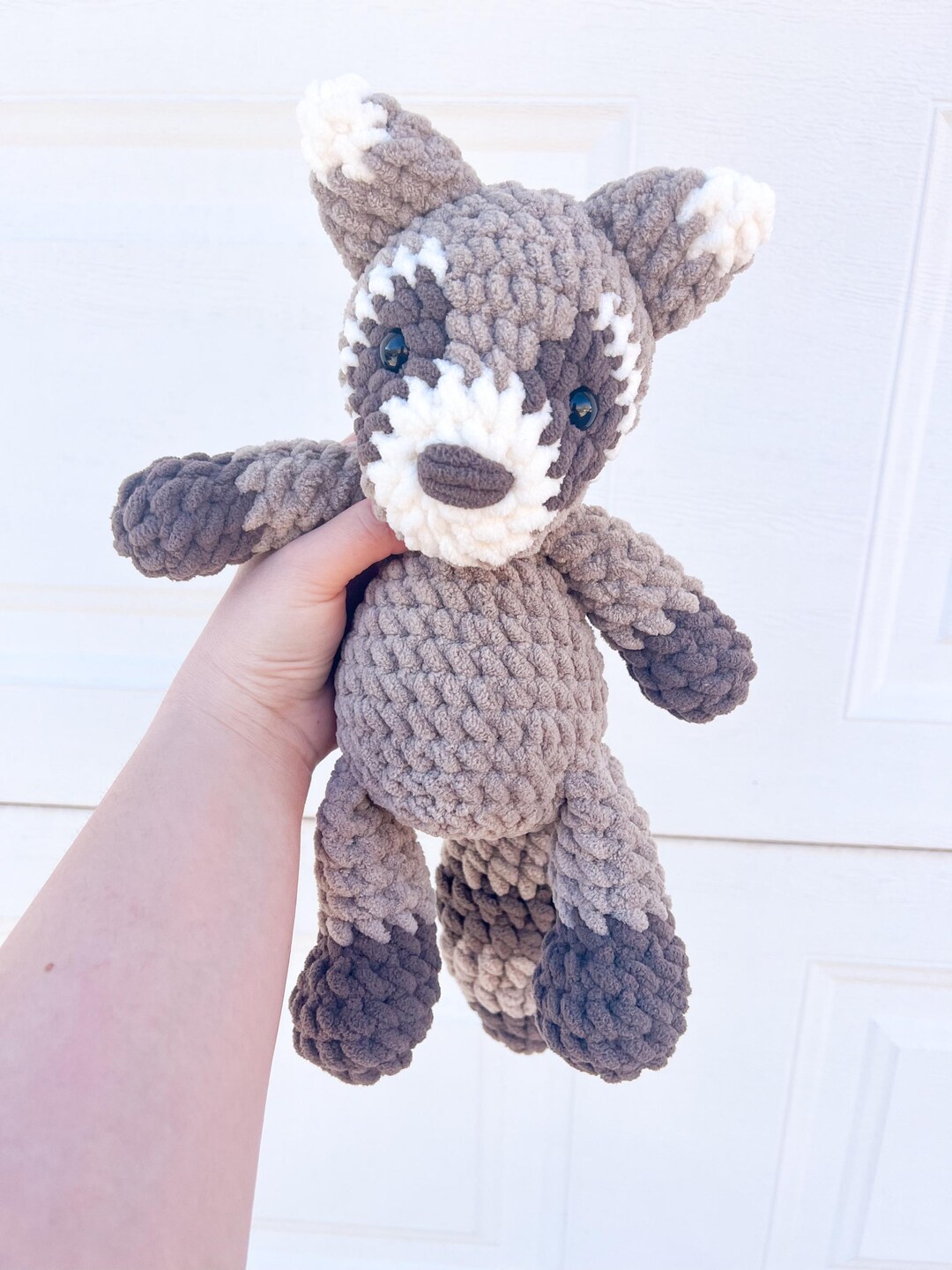 Raccoon Plushie — Handmade Crochet Bernat Blanket Yarn Stuffed Animal ...