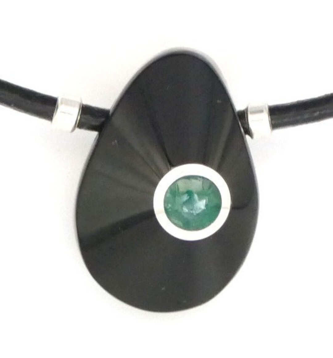 Necklace Made of Obsidian, 925 Silver and a Pretty Emerald. - Etsy