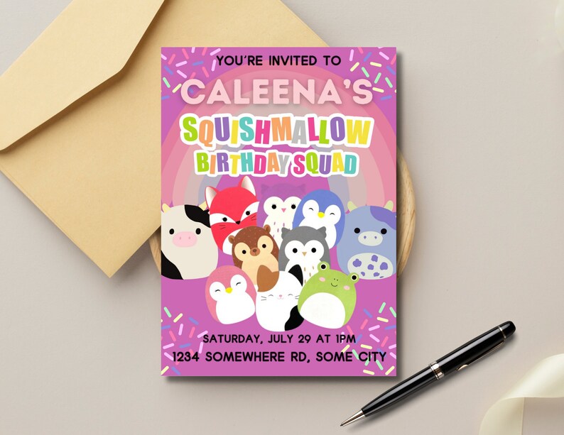 Squishmallow Birthday Invitation - Etsy