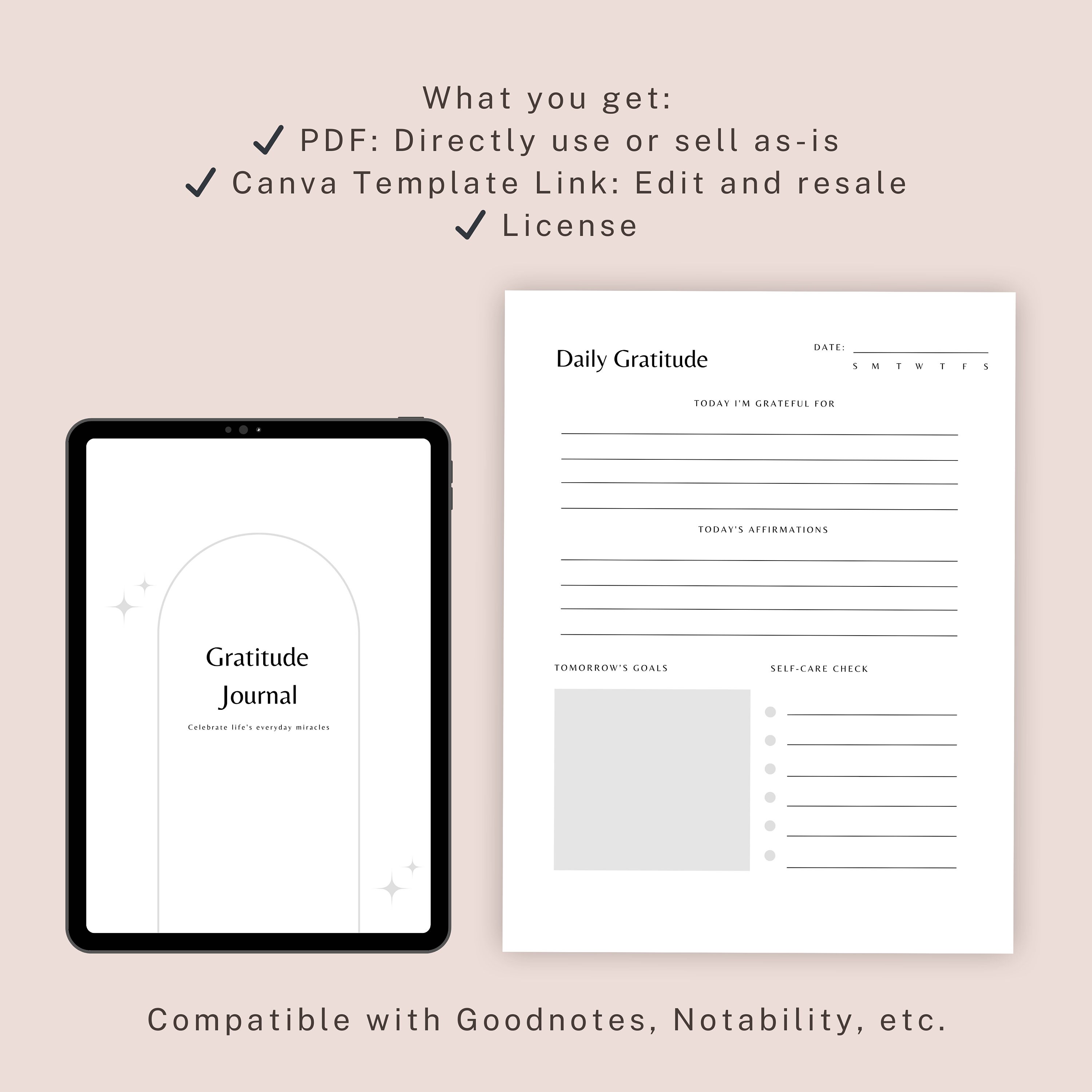 PLR Gratitude Journal | Editable on Canva | Resell Right | Digital ...