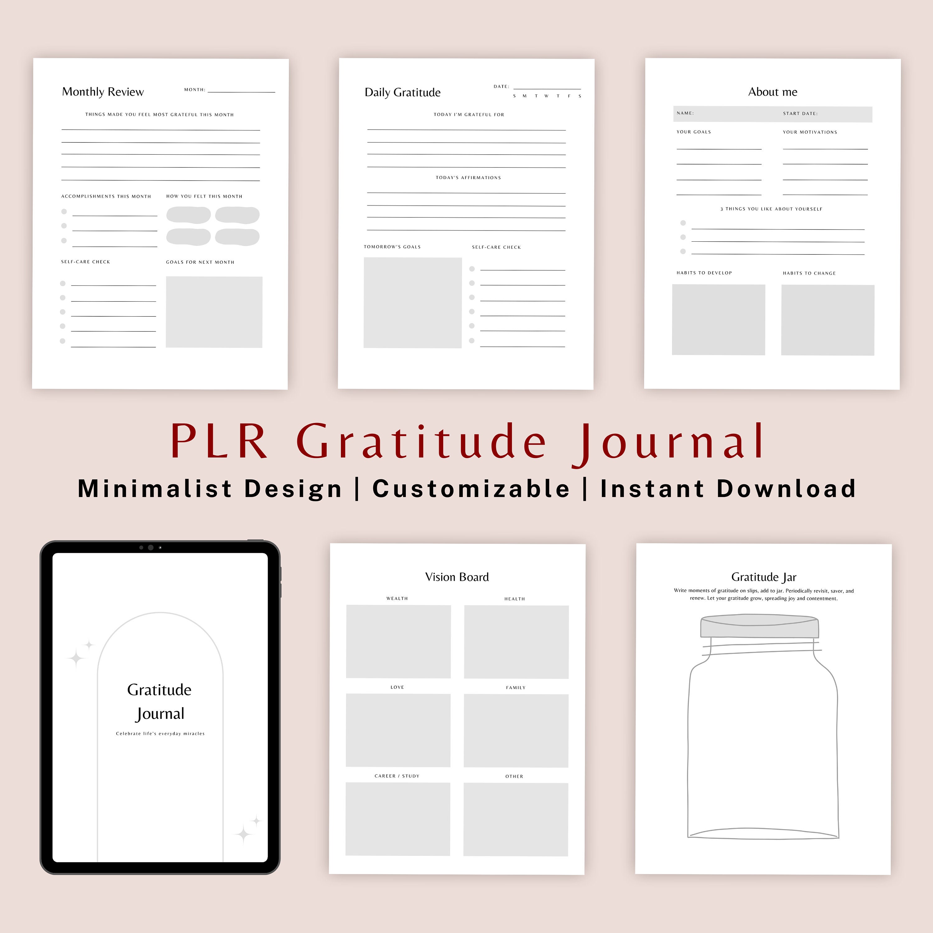 PLR Gratitude Journal | Editable on Canva | Resell Right | Digital ...