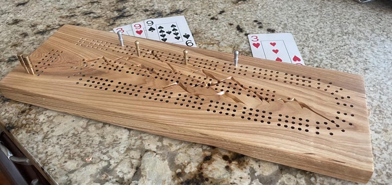 Hardwood Cribbage Board With Mountain Engraving - Etsy