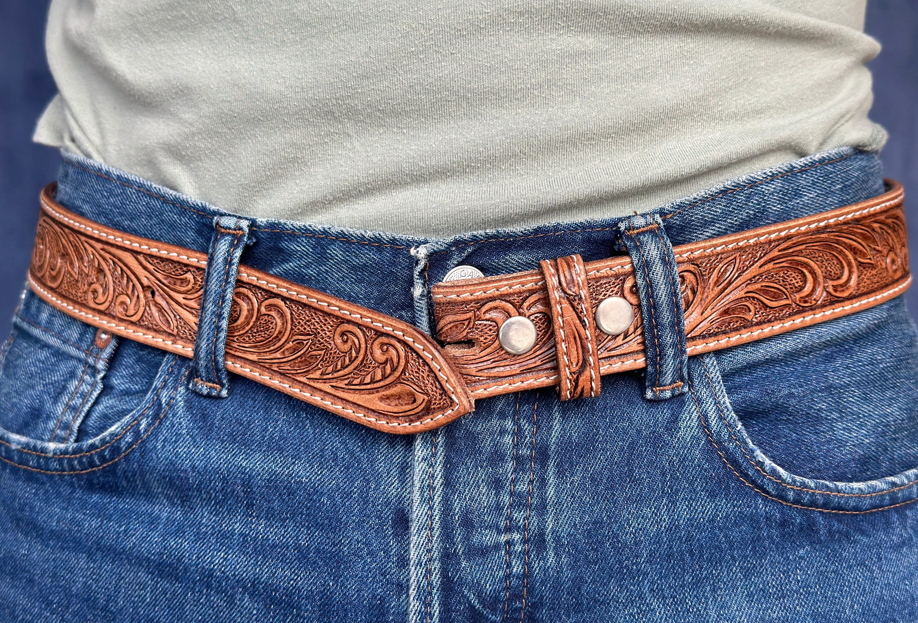 Men's Western Full Grain Genuine Leather Belt Cowboy Belt Without ...