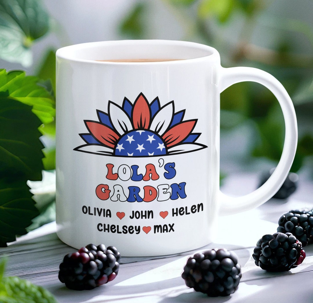 Lola Personalized Mug Grand Child Names Included, Custom 4th of July ...