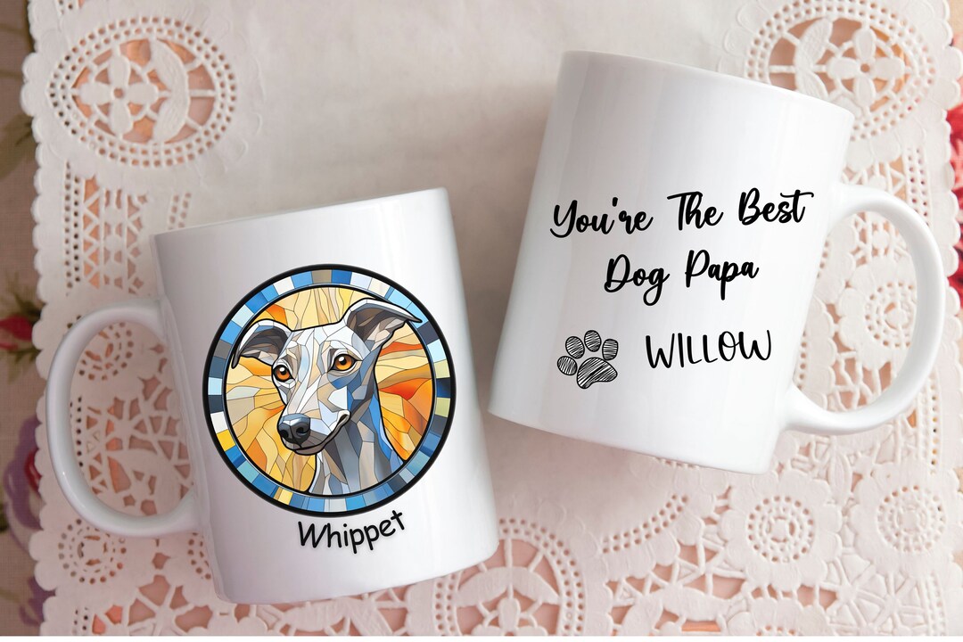 Whippet Personalized Mug, Custom Whippet Mug, Named Dog Mug. Dog ...