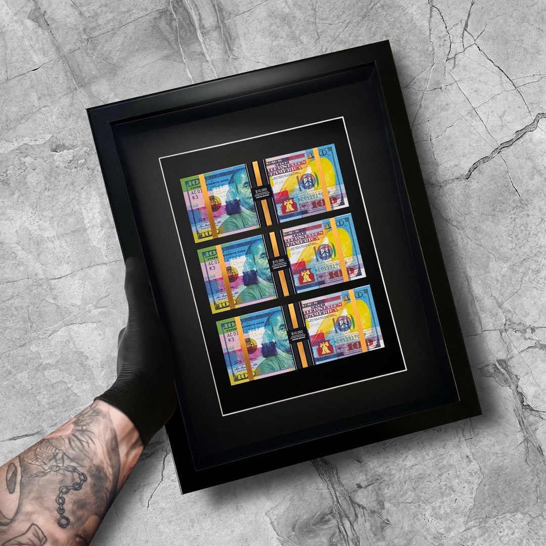 Colorful Dollar Bill Art Multi-colored Money Shadow Box, Unique Office ...