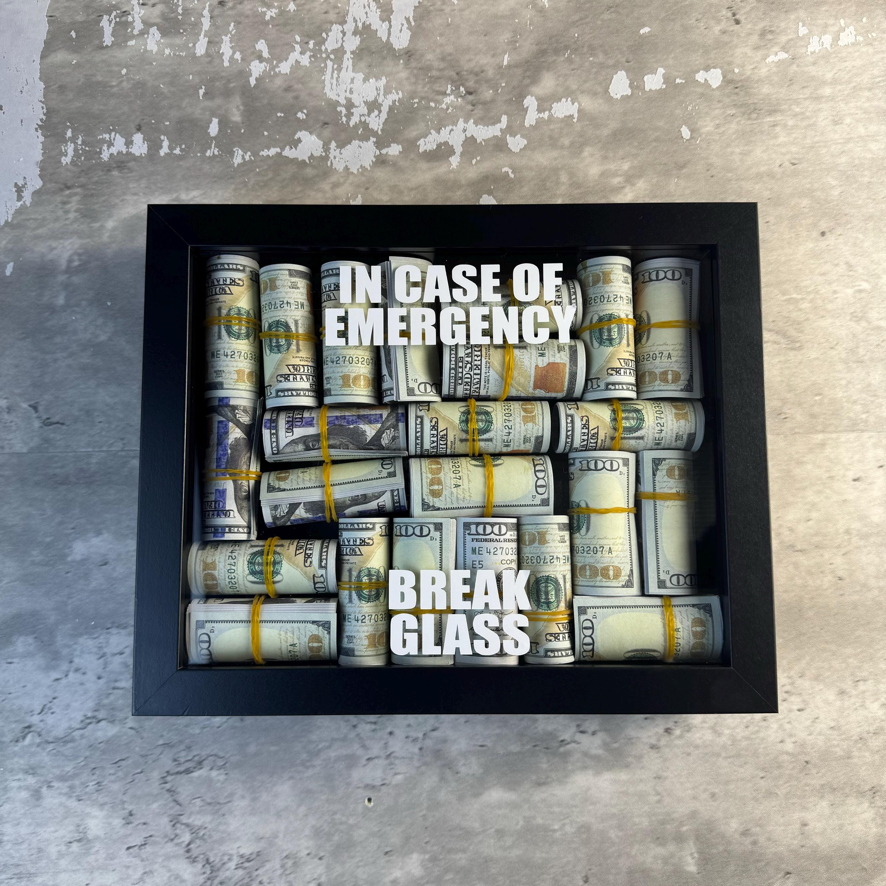 In Case of Emergency Break Glass Money Dollar, Cash Art, Shadow Box ...