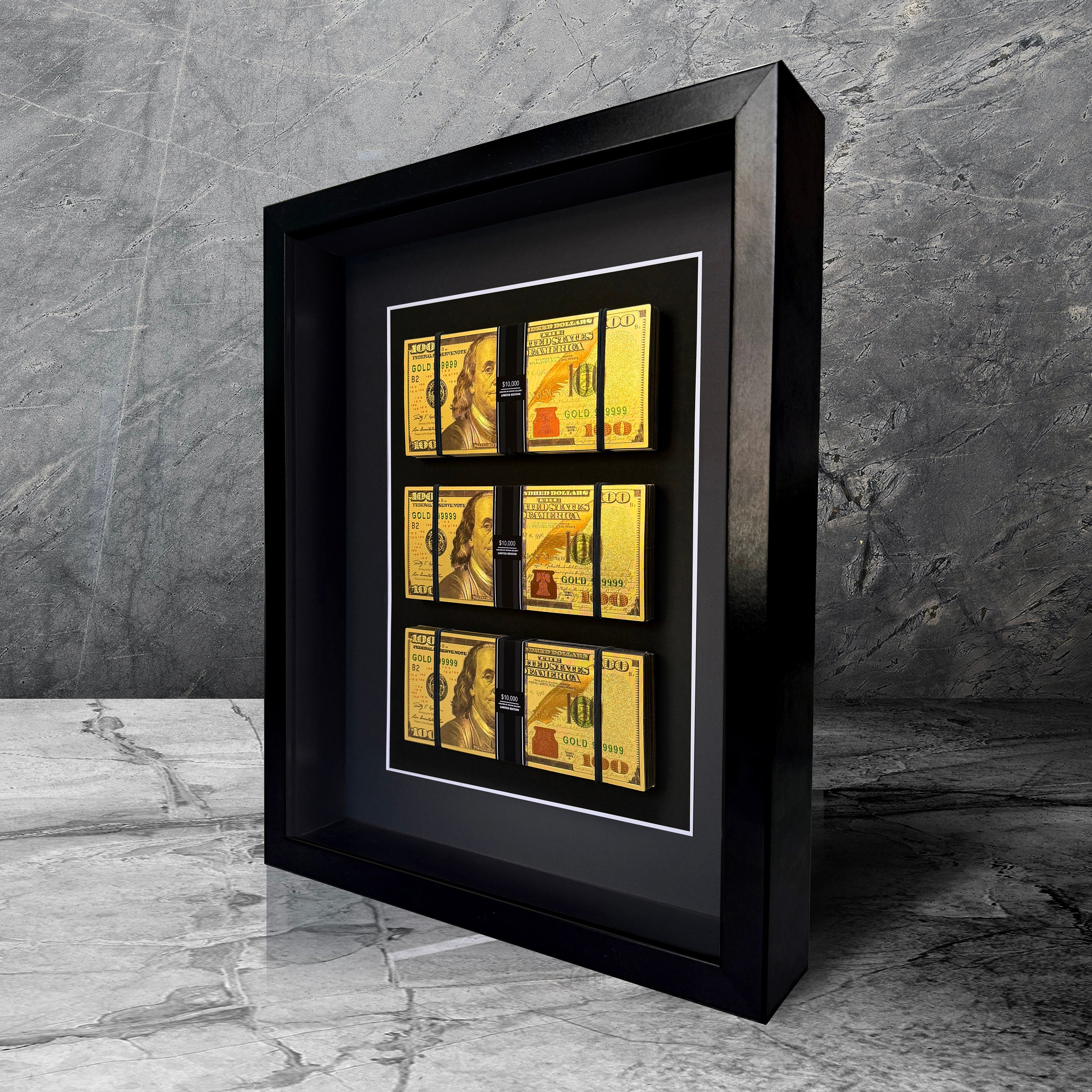 Gold Money in Frame, Dollar Bills Artwork, 3D Money Picture, Unique ...