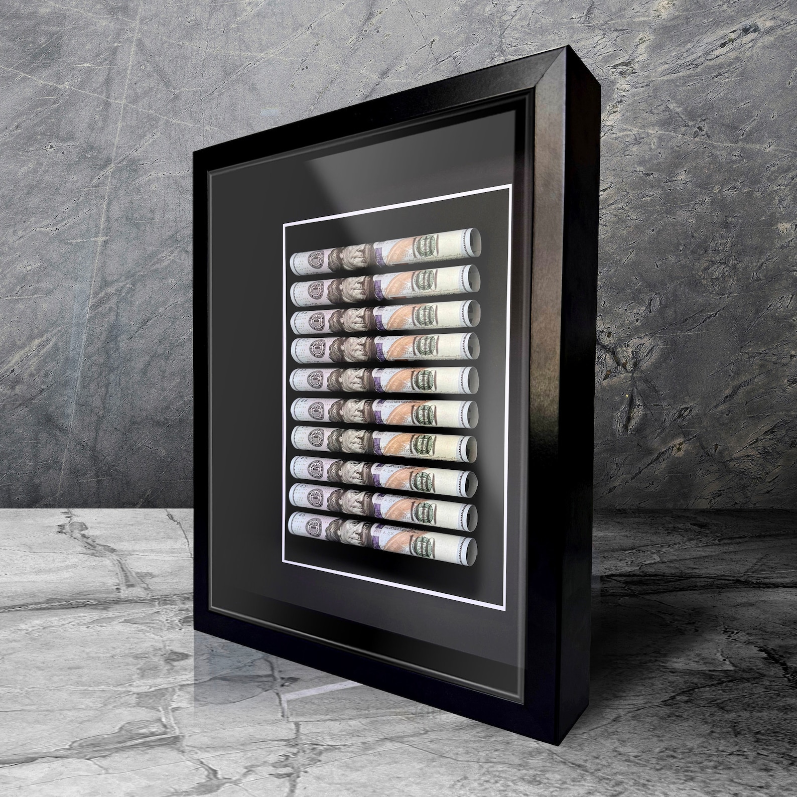 Unique Framed Money Wall Art Attract Wealth Replica Financial Success ...