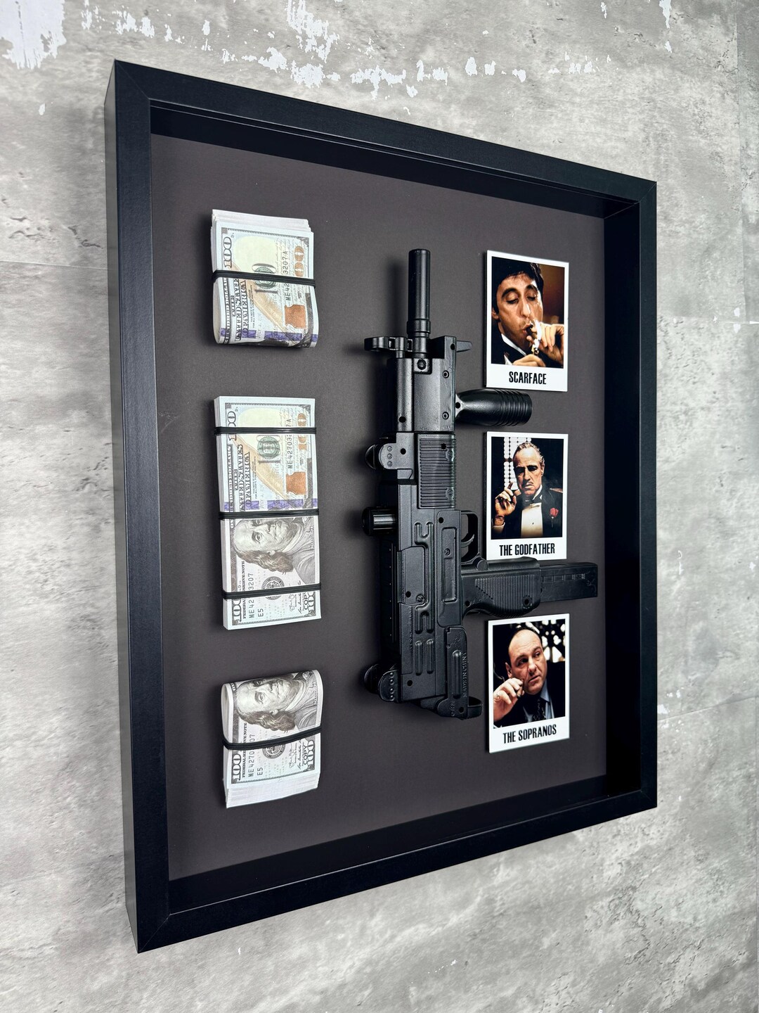 Shadow Box Art With Uzi, Money Rolls, Iconic Movie Characters Scarface ...