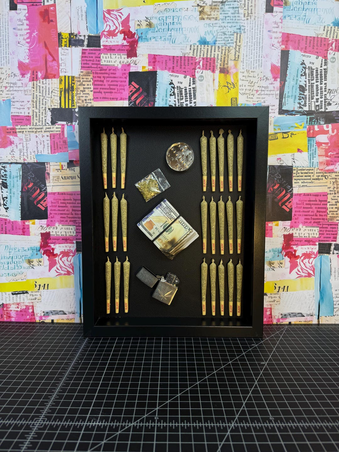 Fake Joint in Shadow Box Art Reggae Weed, Inspired Display Marijuana ...