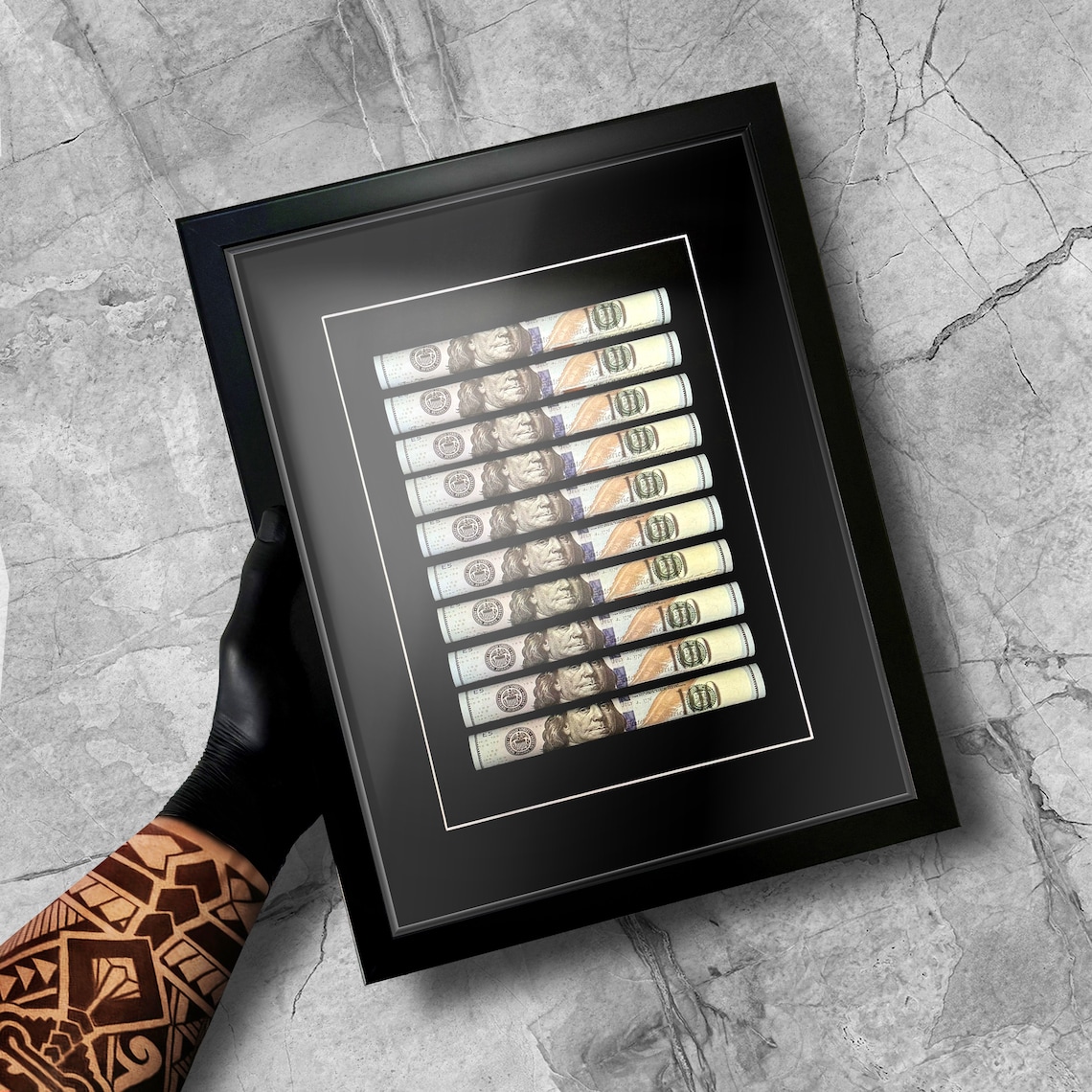 Unique Framed Money Wall Art Attract Wealth Replica Financial Success ...