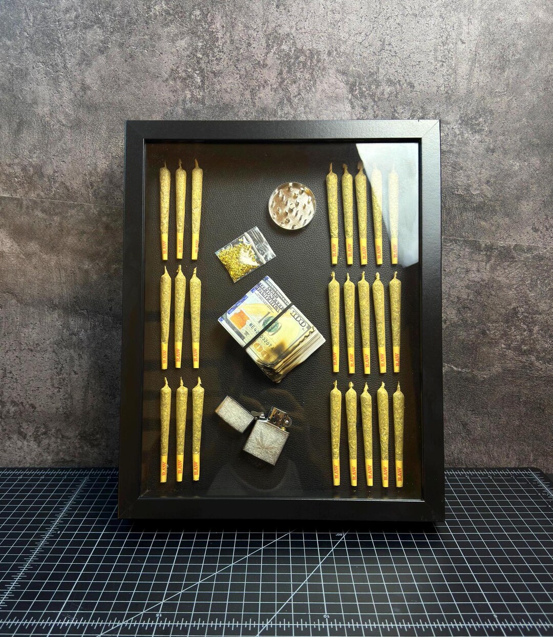 Fake Joint in Shadow Box Art Reggae Weed, Inspired Display Marijuana ...